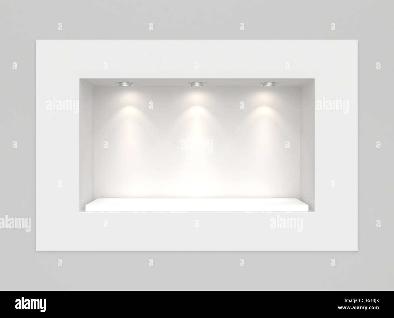 Showcase with lights and podiums for samples product Stock Photo - Alamy