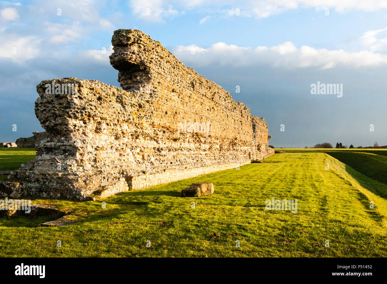 England, Richborough Roman Saxon Shore castle, fort. Ruins of 4th ...