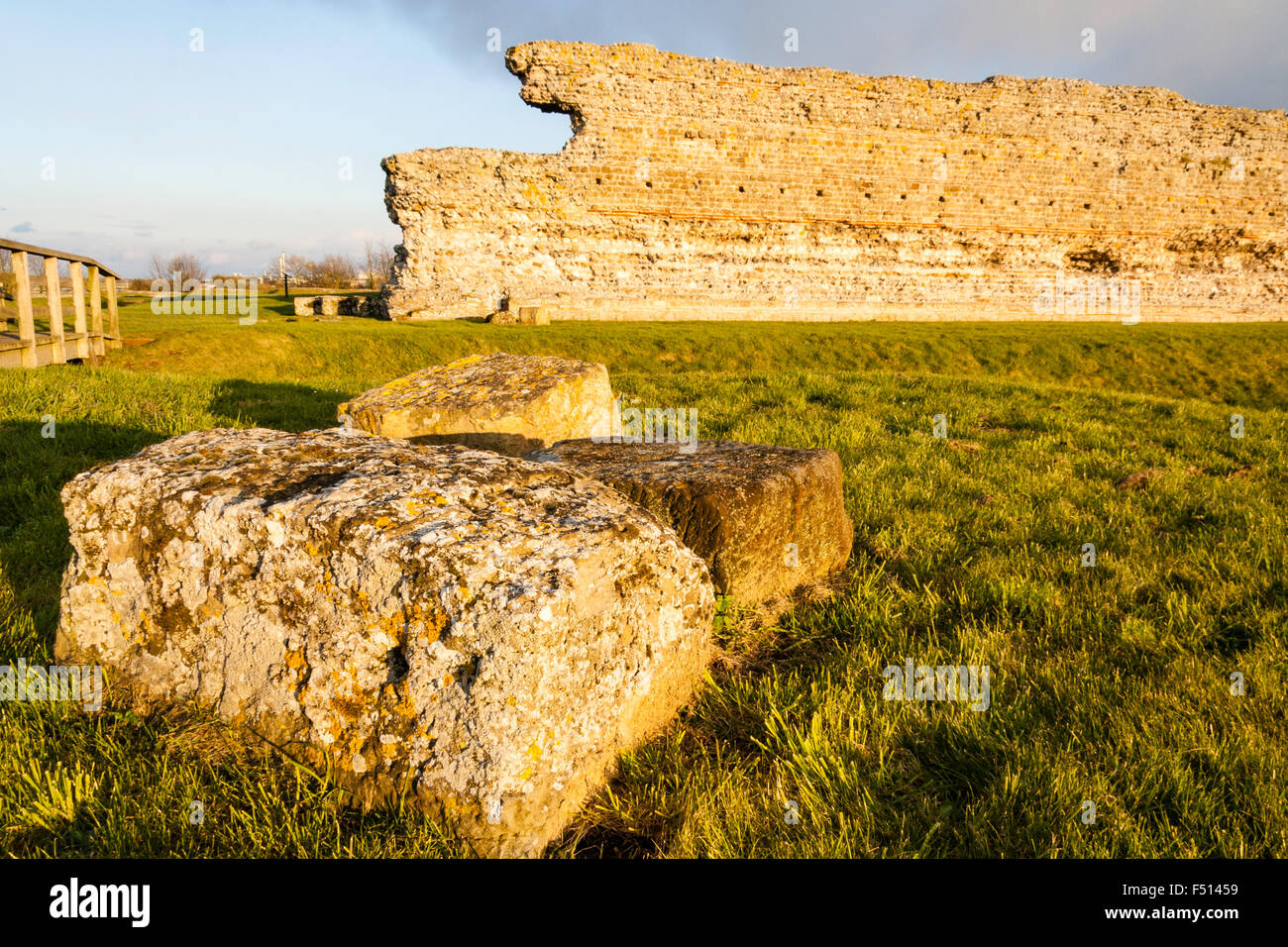 England, Richborough Roman Saxon Shore castle, fort. Ruins of 4th ...