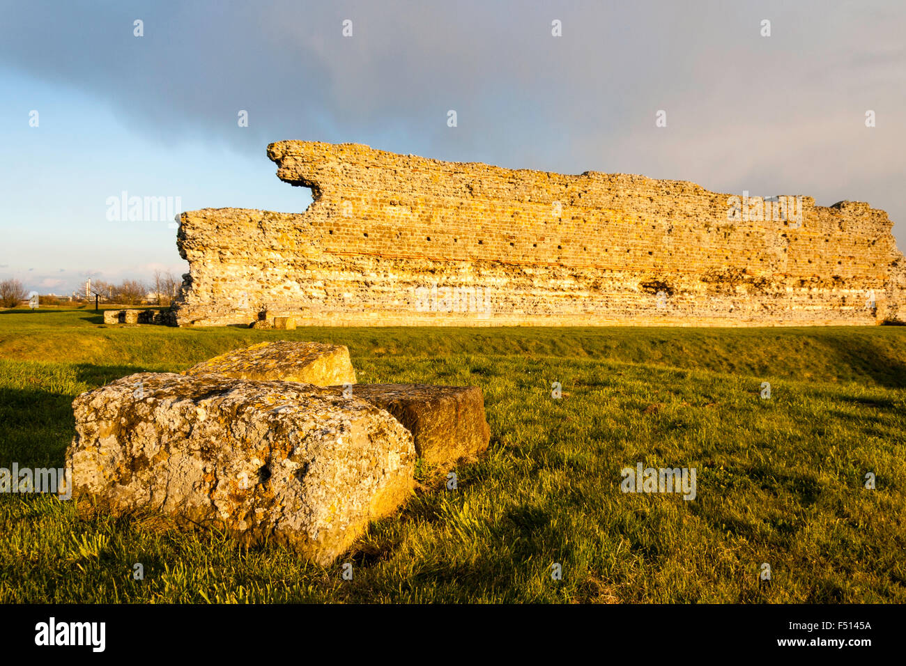 England, Richborough Roman Saxon Shore castle, fort. Ruins of 4th ...