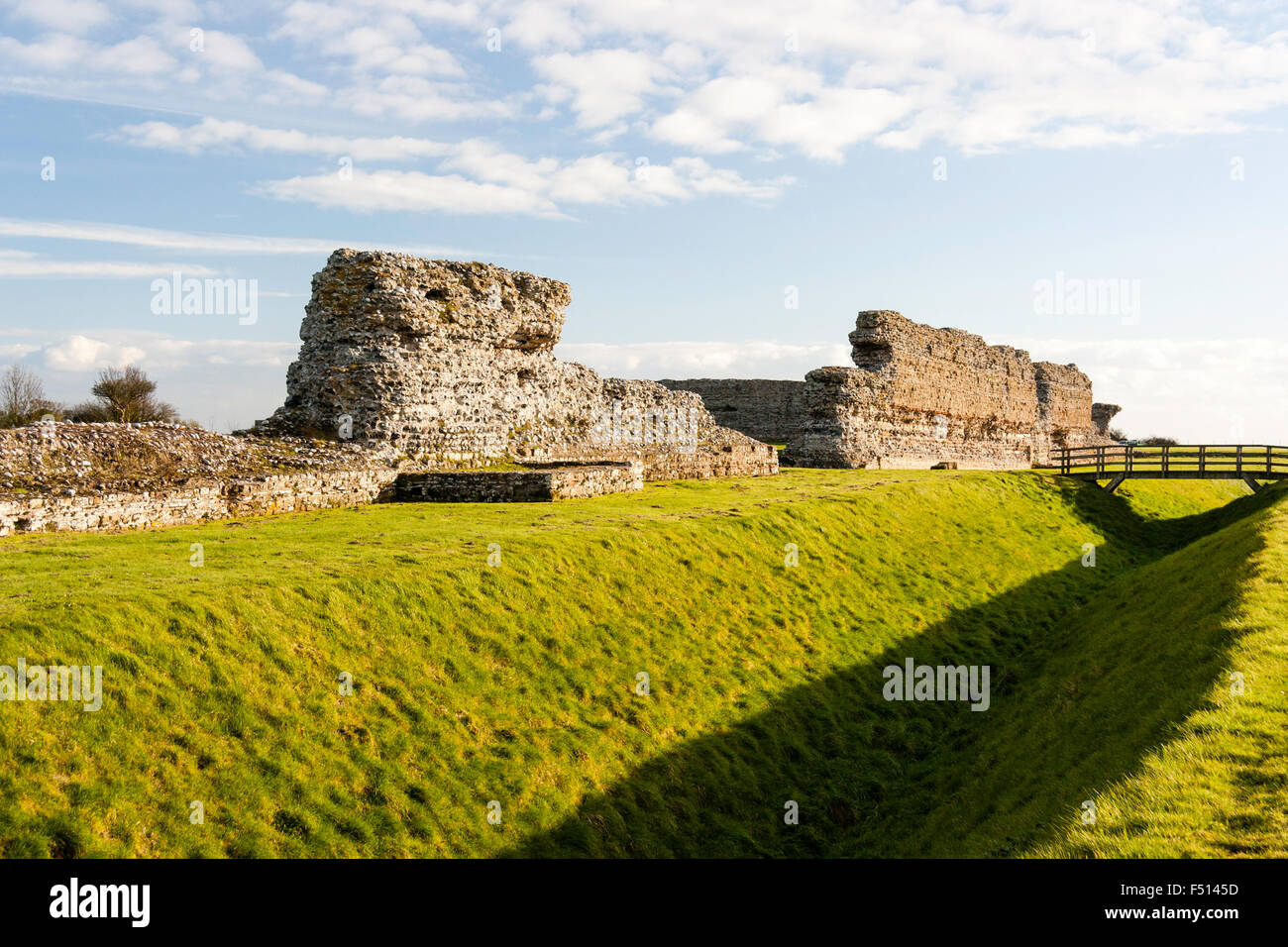 England, Richborough Roman Saxon Shore castle, fort. Ruins of 4th ...