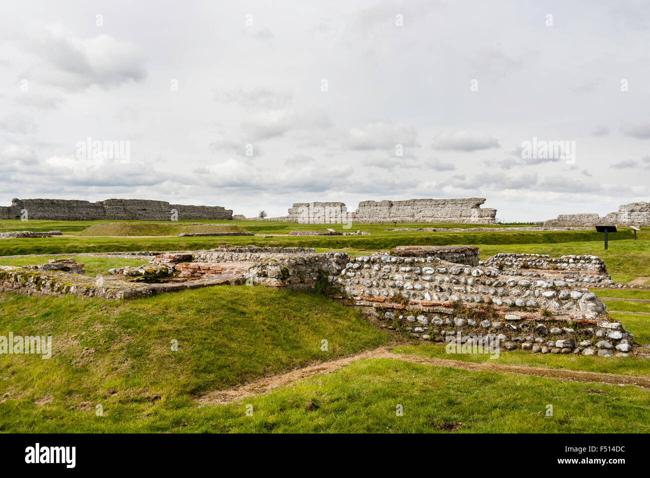 Richborough Roman Saxon Shore castle, fort. View of interior of castle ...