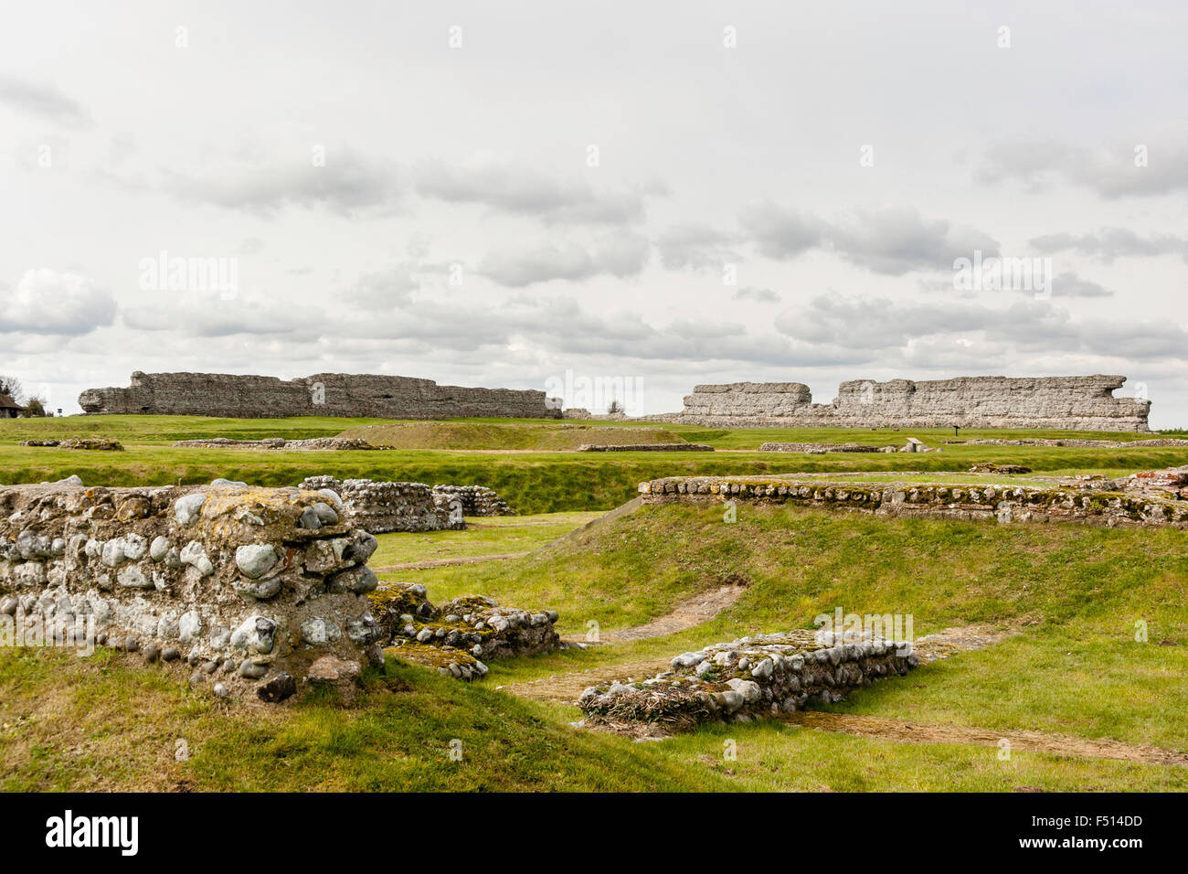 Richborough Roman Saxon Shore castle, fort. View of interior of castle ...
