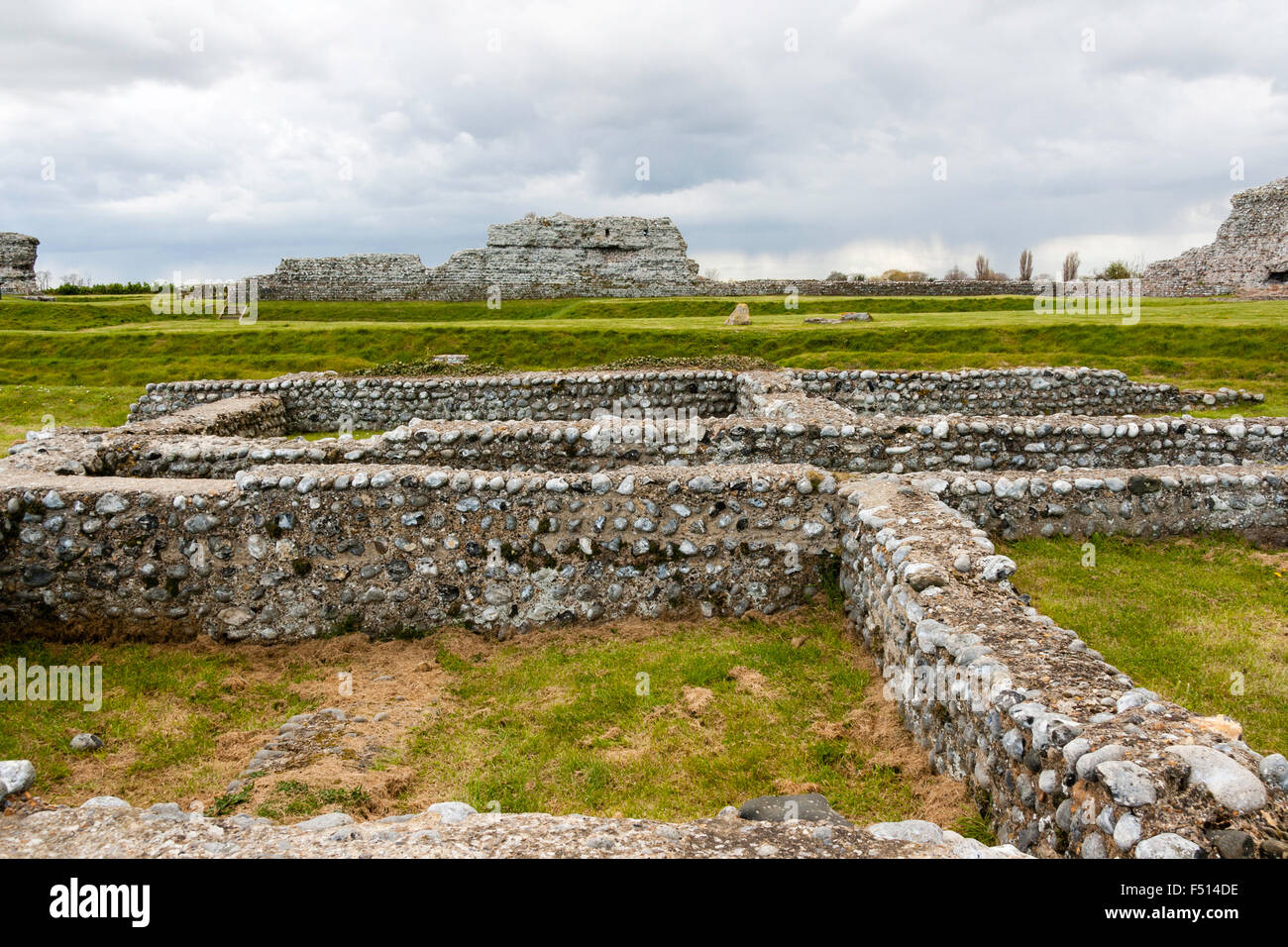Richborough Roman Saxon Shore castle, fort. View of interior of castle ...