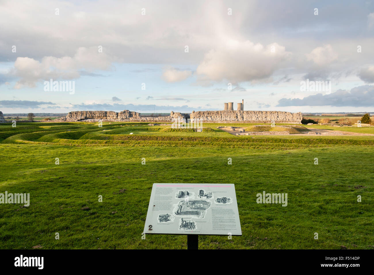 England, Richborough. Rutupiae, Roman Saxon Shore fort. Triple defence ...