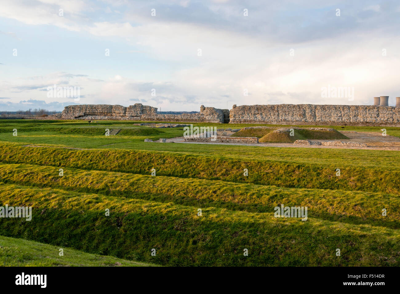 England, Richborough. Rutupiae, Roman Saxon Shore fort. Triple defence ...