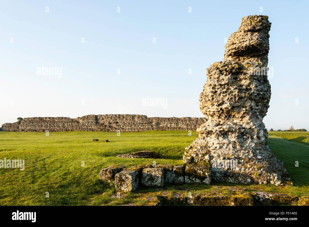 England, Richborough Roman Saxon Shore castle, fort. Ruins of 4th ...