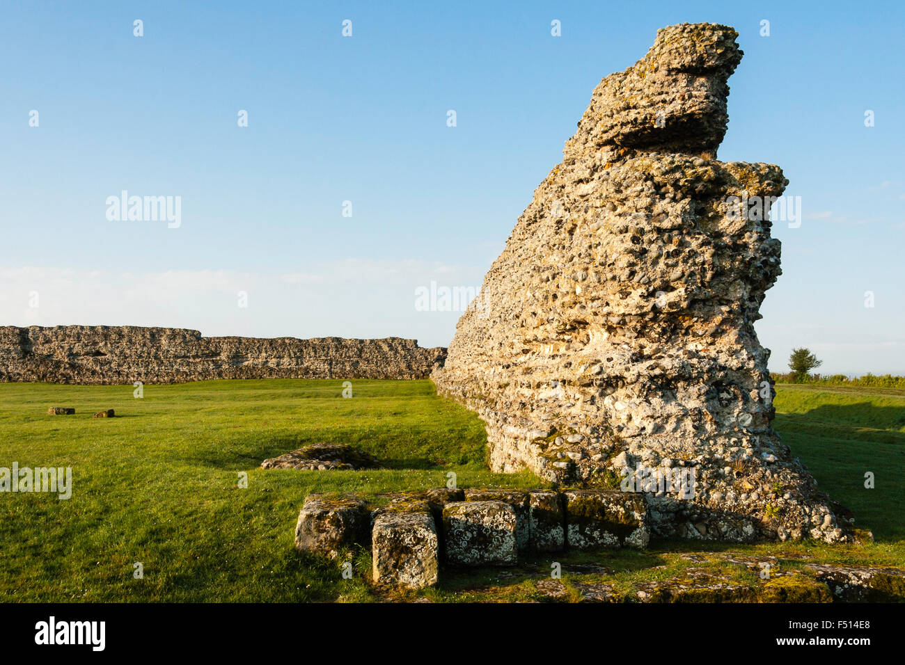 England, Richborough Roman Saxon Shore castle, fort. Ruins of 4th ...