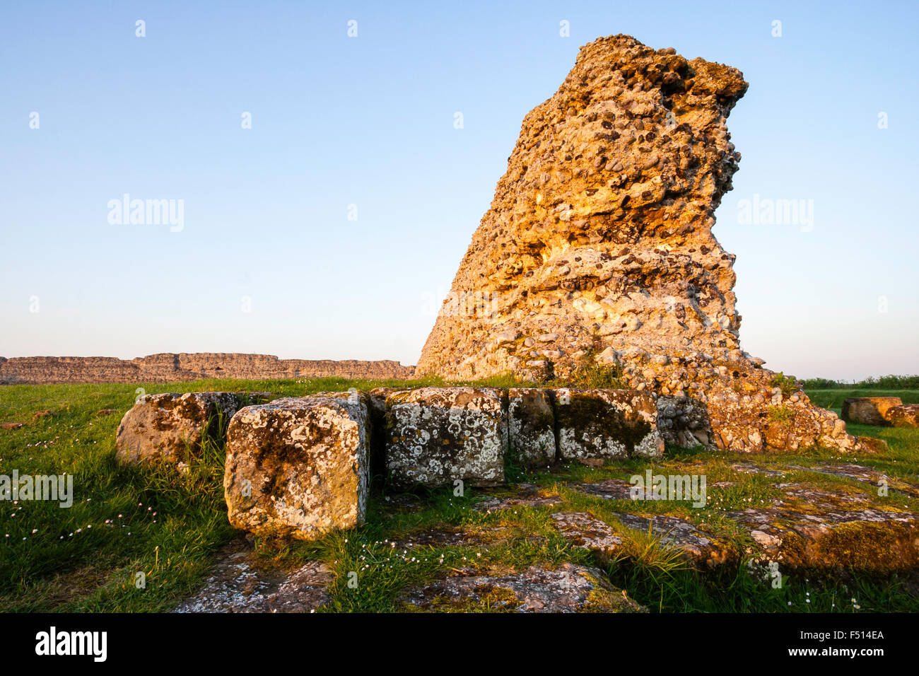England, Richborough Roman Saxon Shore castle, fort. Ruins of 4th ...