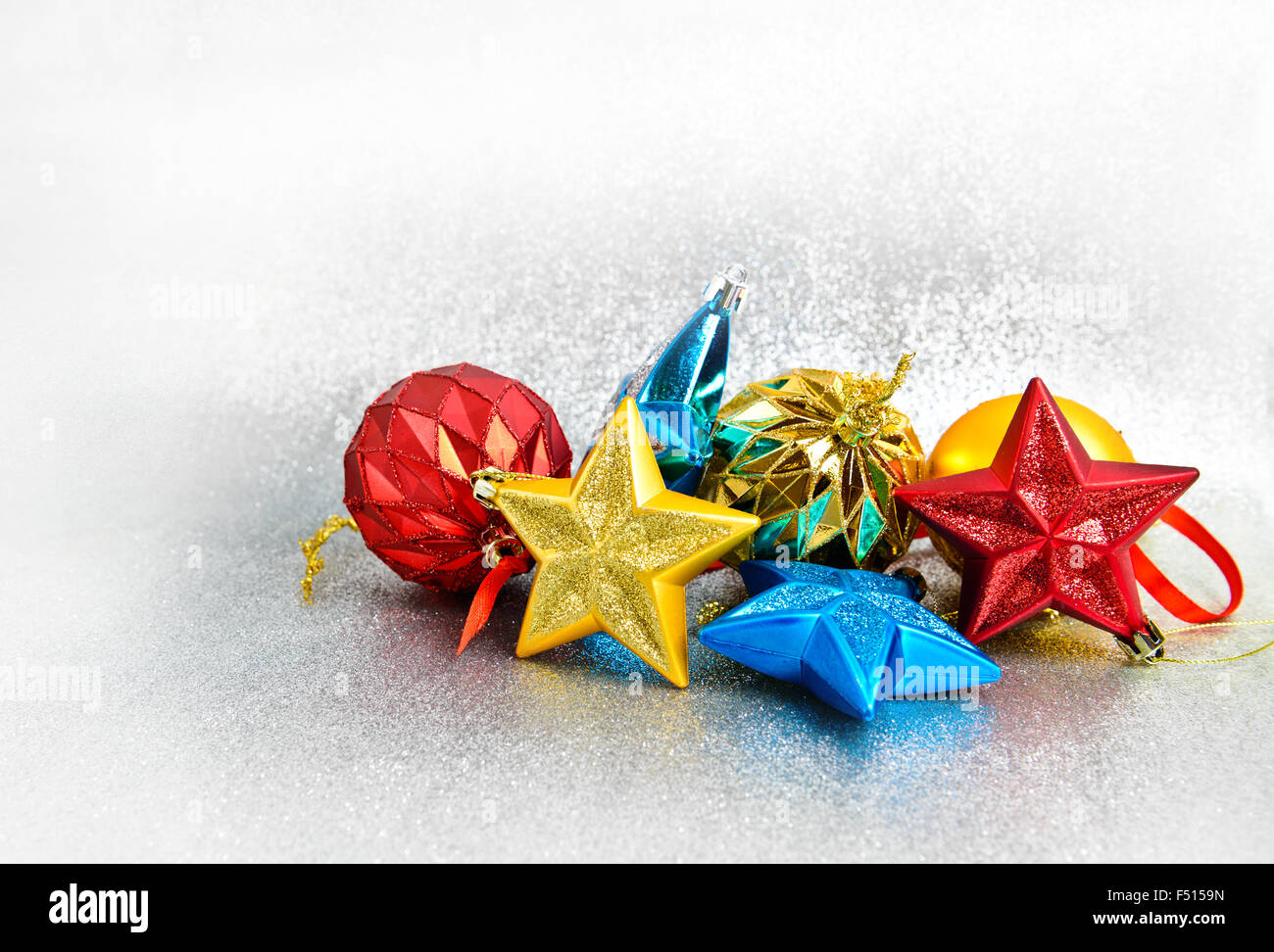 Christmas decoration on glitter background Stock Photo - Alamy