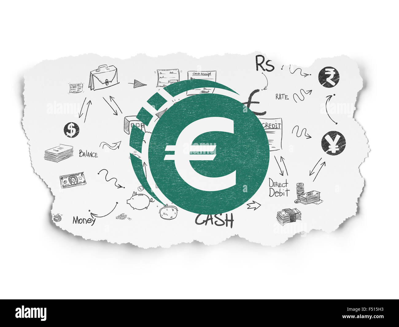 Money concept: Euro Coin on Torn Paper background Stock Photo - Alamy