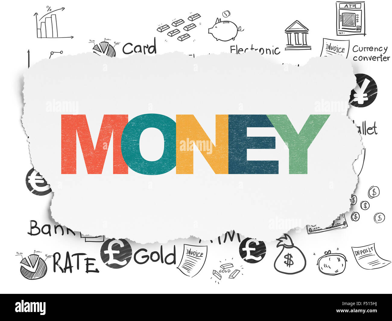 Money concept: Money on Torn Paper background Stock Photo - Alamy