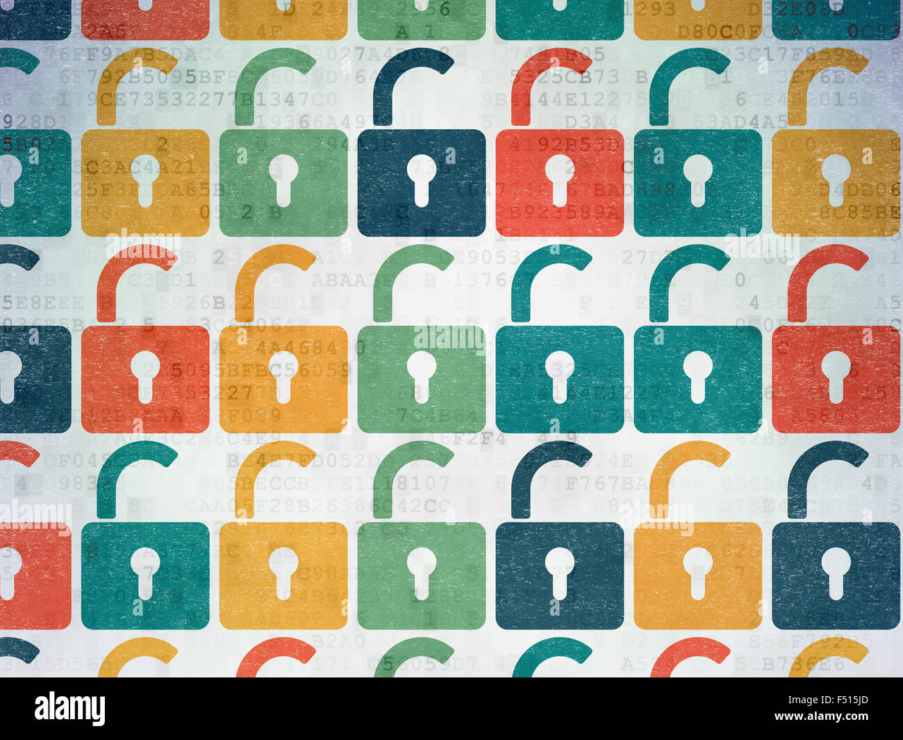 Protection concept: Opened Padlock icons on Digital Paper background Stock Photo - Alamy