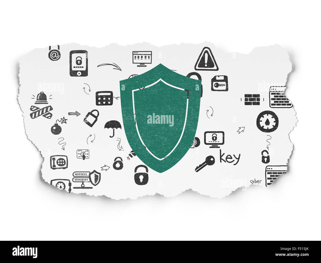 Privacy concept: Shield on Torn Paper background Stock Photo - Alamy