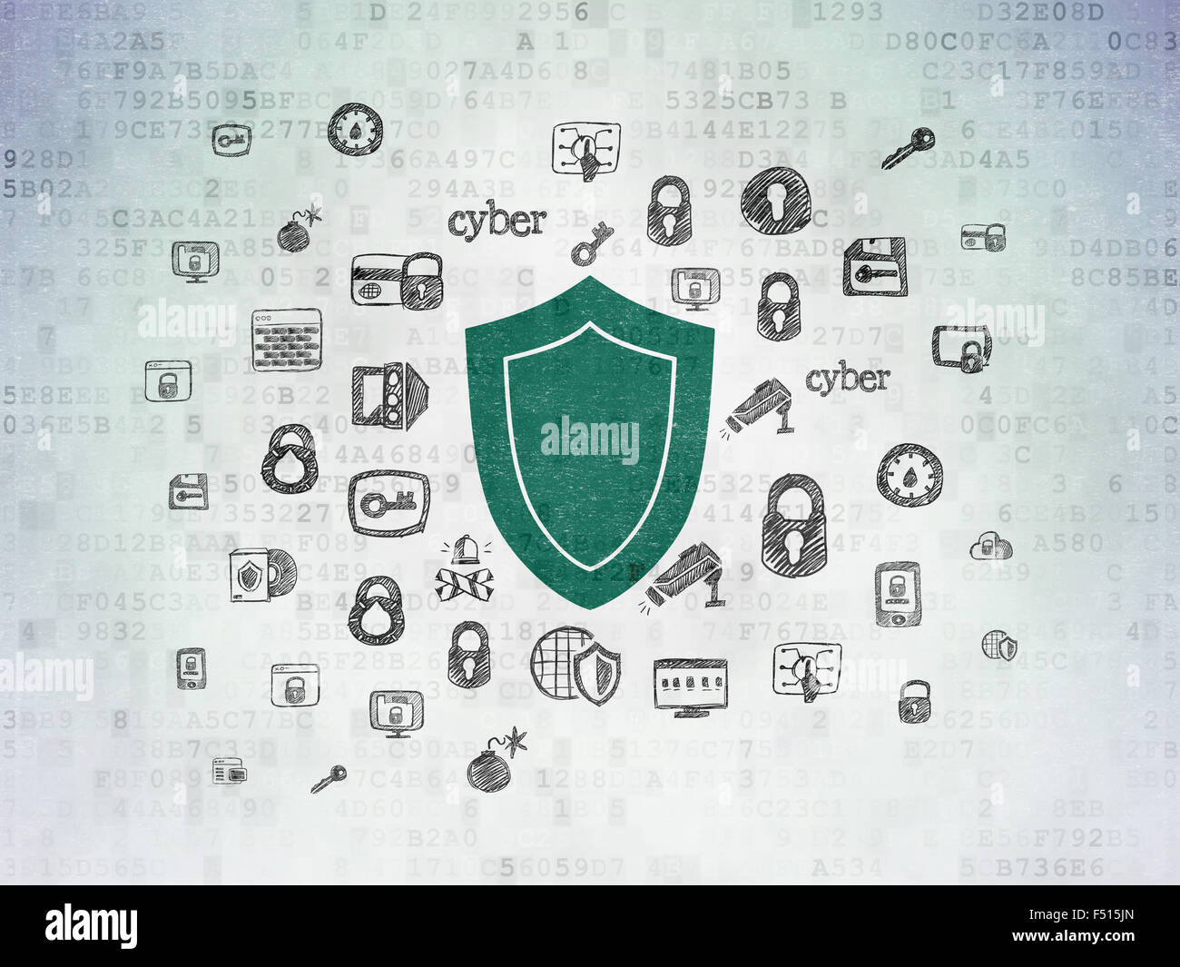 Security concept: Shield on Digital Paper background Stock Photo - Alamy
