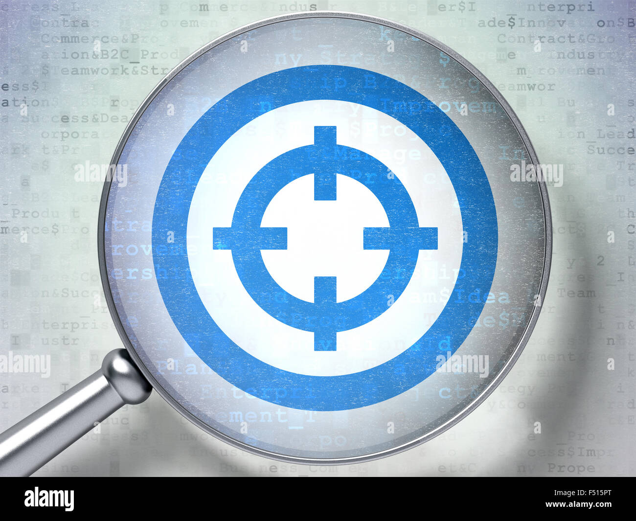 Business concept: Target with optical glass on digital background Stock ...