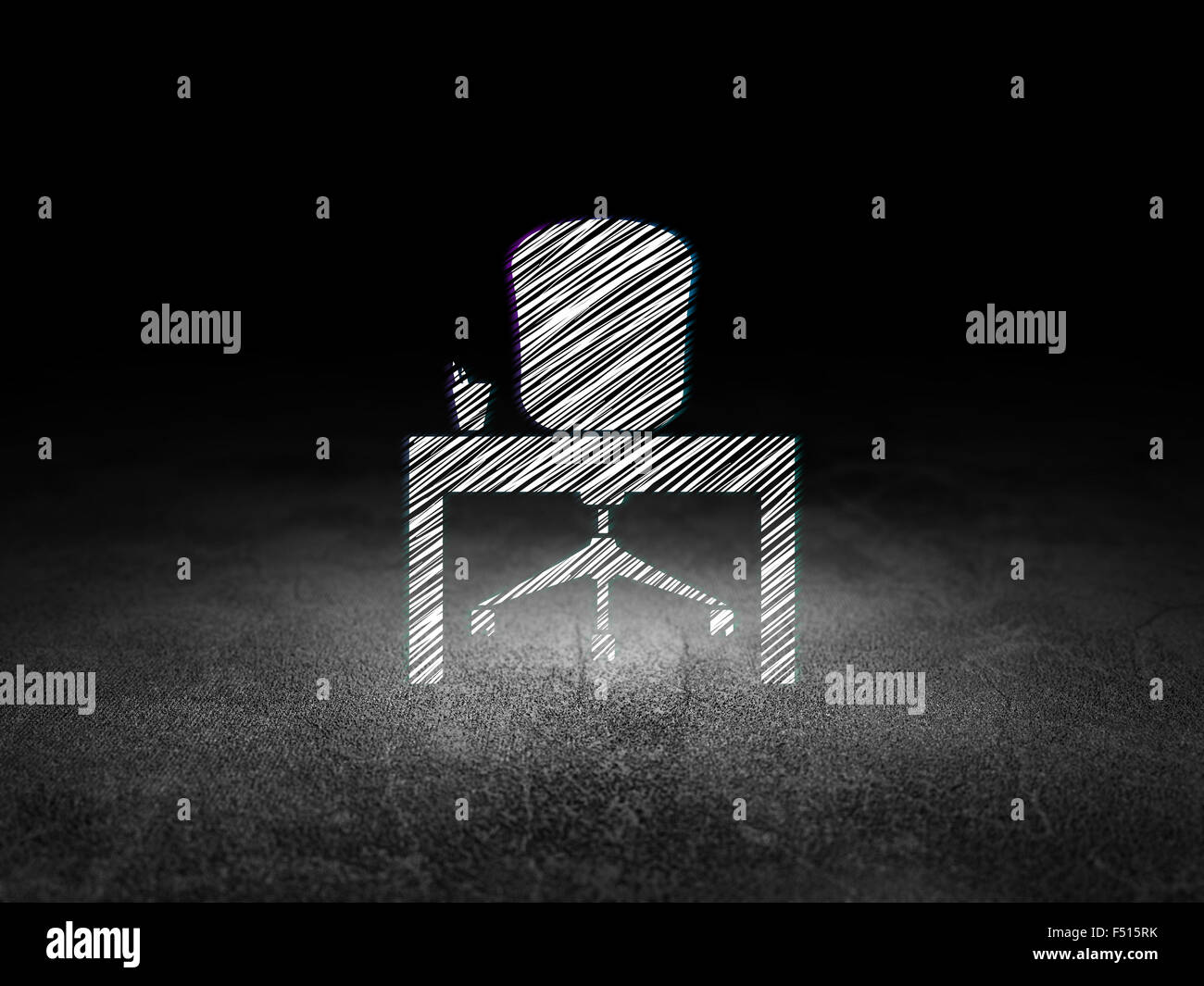 Finance concept: Office in grunge dark room Stock Photo - Alamy