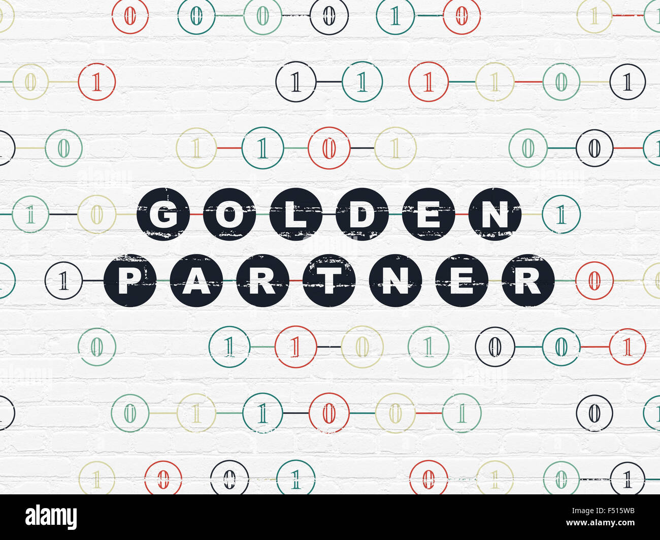 Finance concept: Golden Partner on wall background Stock Photo - Alamy
