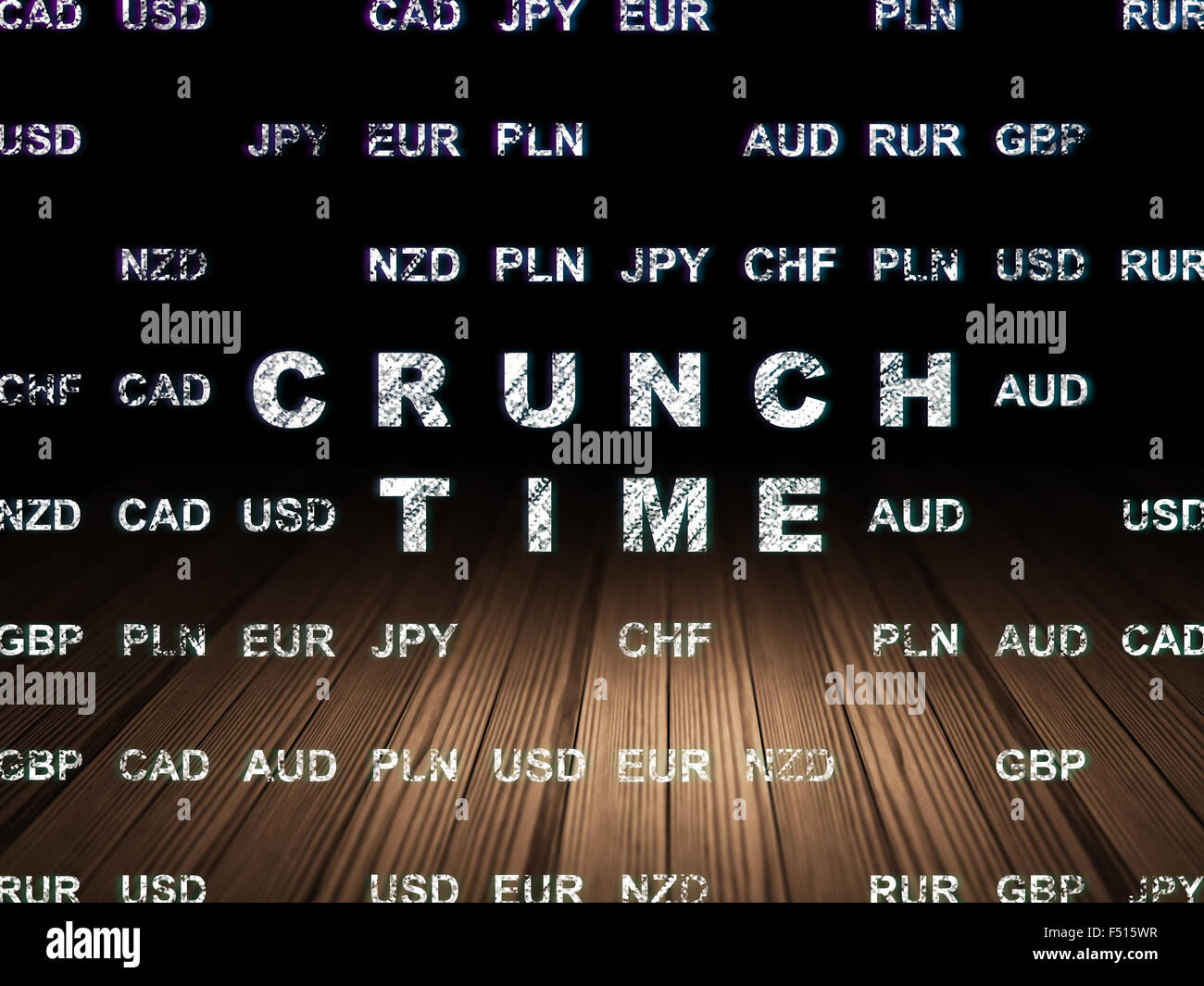 Finance concept: Crunch Time in grunge dark room Stock Photo - Alamy