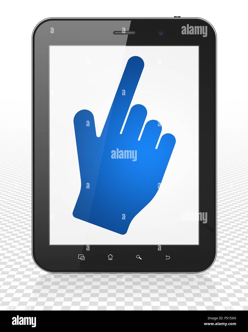 Web design concept: Tablet Pc Computer with Mouse Cursor on display ...