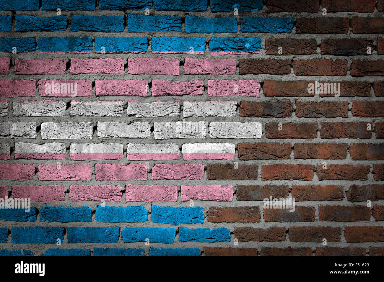 Dark brick wall texture - flag painted on wall - Trans Pride Stock ...