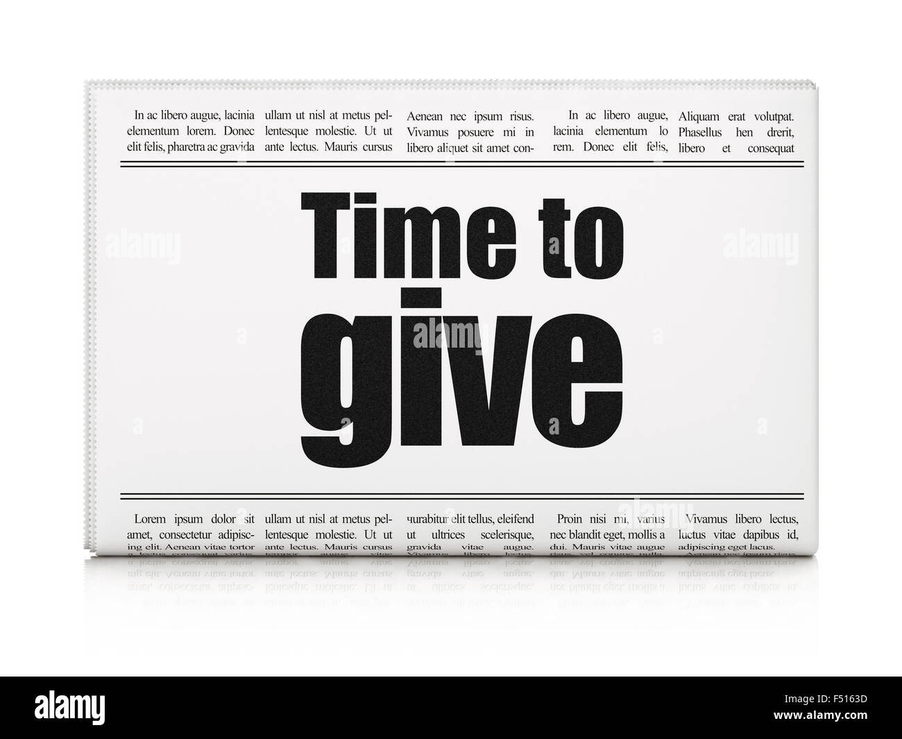 Time concept: newspaper headline Time To Give Stock Photo - Alamy