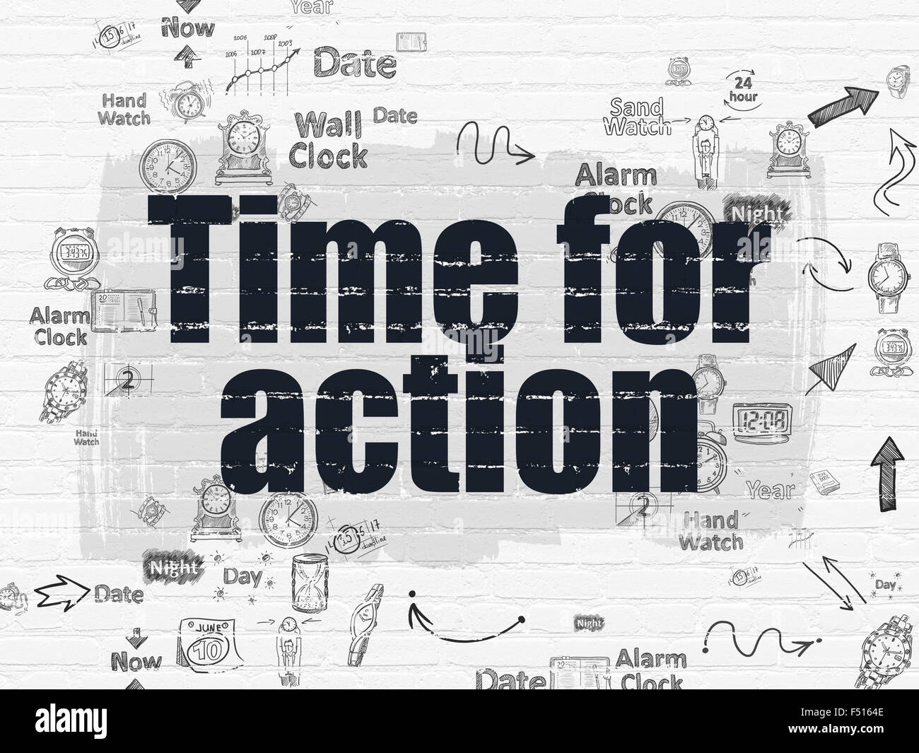 Time concept: Time for Action on wall background Stock Photo - Alamy