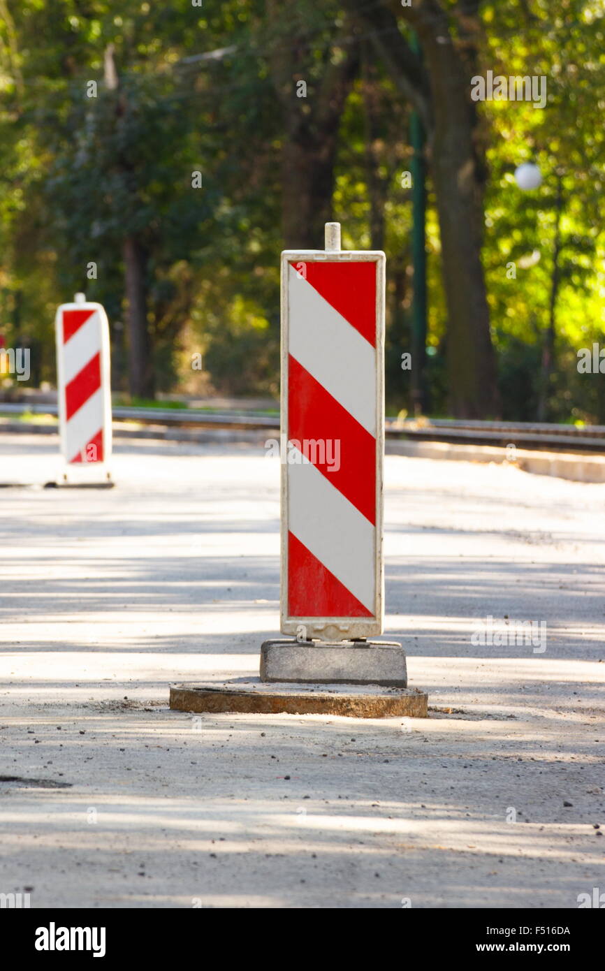 Road sign informing about danger during pavement repair, road ...