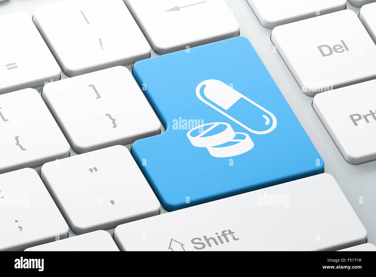 Healthcare concept: Pills on computer keyboard background Stock Photo ...