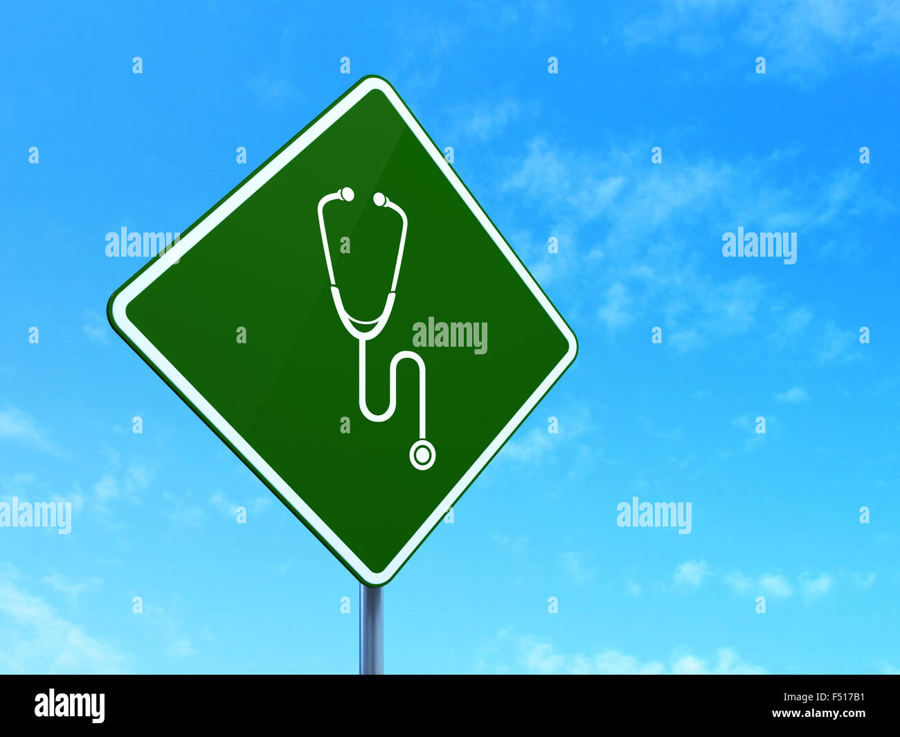 Health concept: Stethoscope on road sign background Stock Photo - Alamy