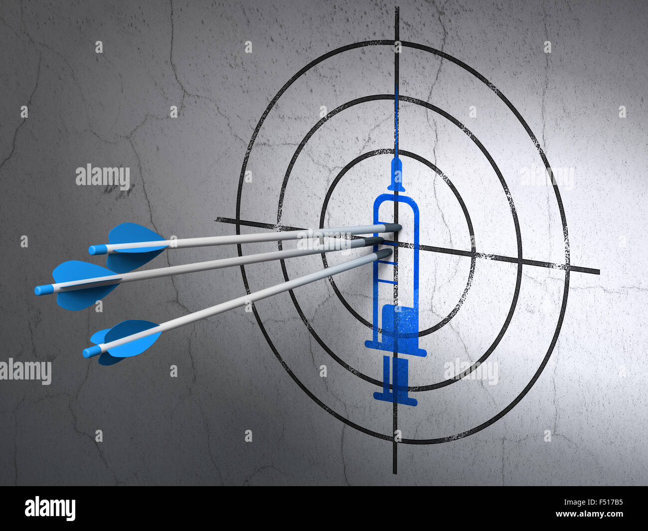 Health concept: arrows in Syringe target on wall background Stock Photo ...