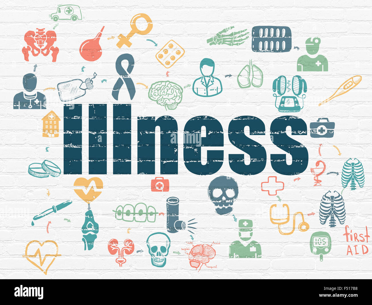Healthcare concept: Illness on wall background Stock Photo - Alamy