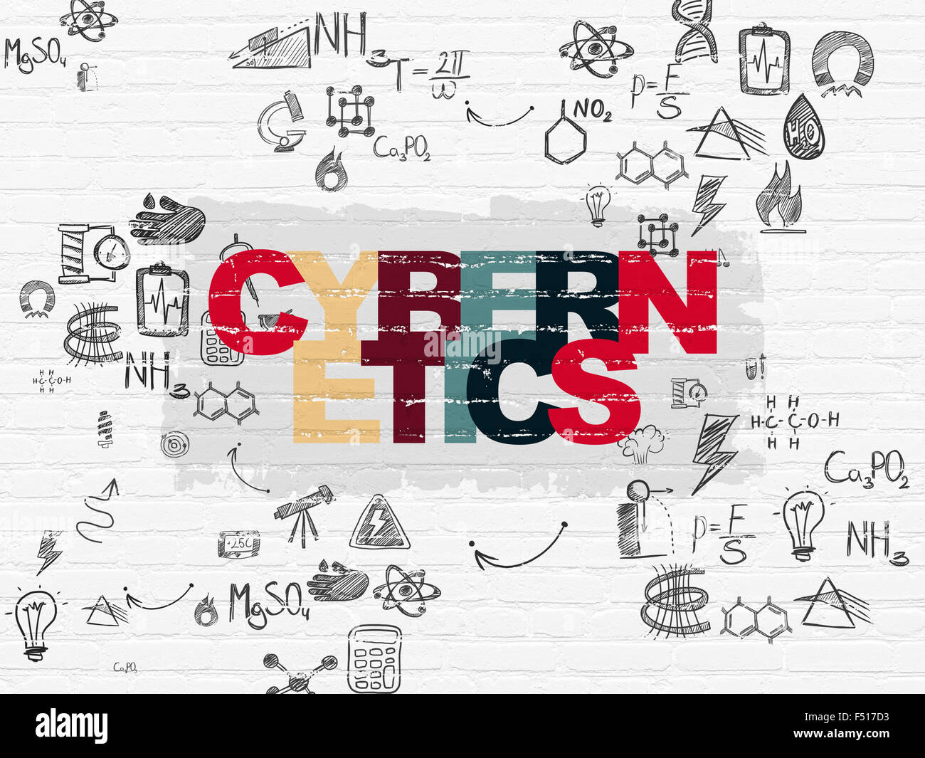 Science concept: Cybernetics on wall background Stock Photo - Alamy