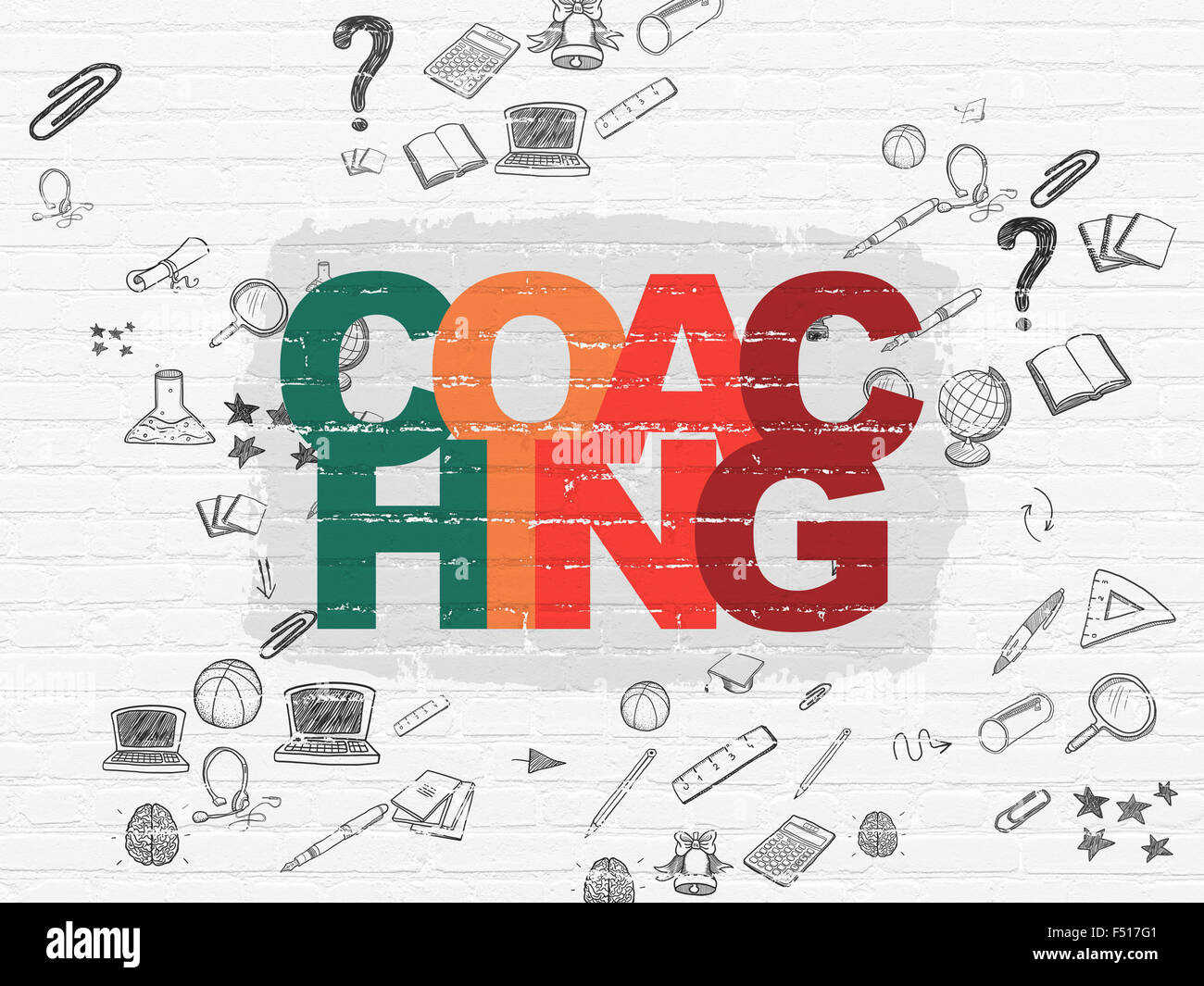 Education concept: Coaching on wall background Stock Photo - Alamy