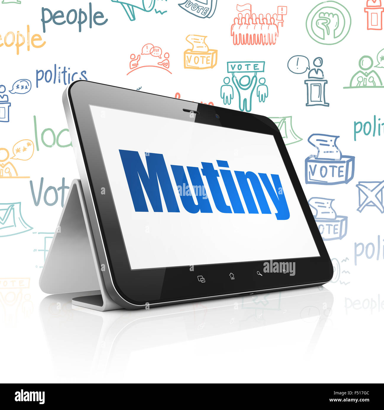Political concept: Tablet Computer with Mutiny on display Stock Photo ...