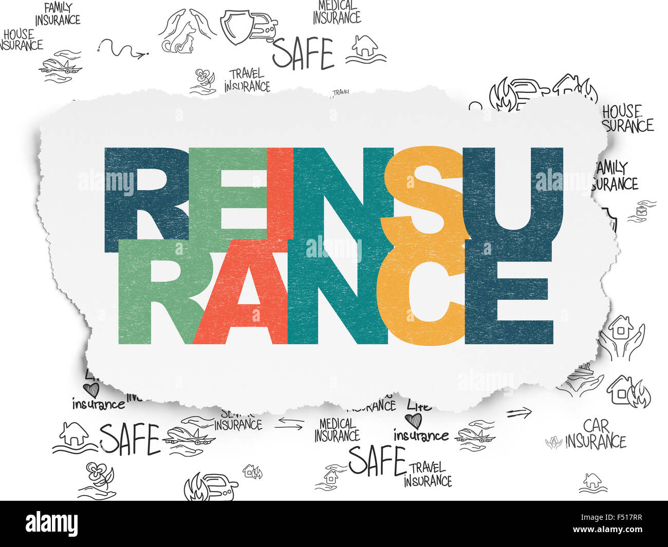 Insurance concept: Reinsurance on Torn Paper background Stock Photo - Alamy