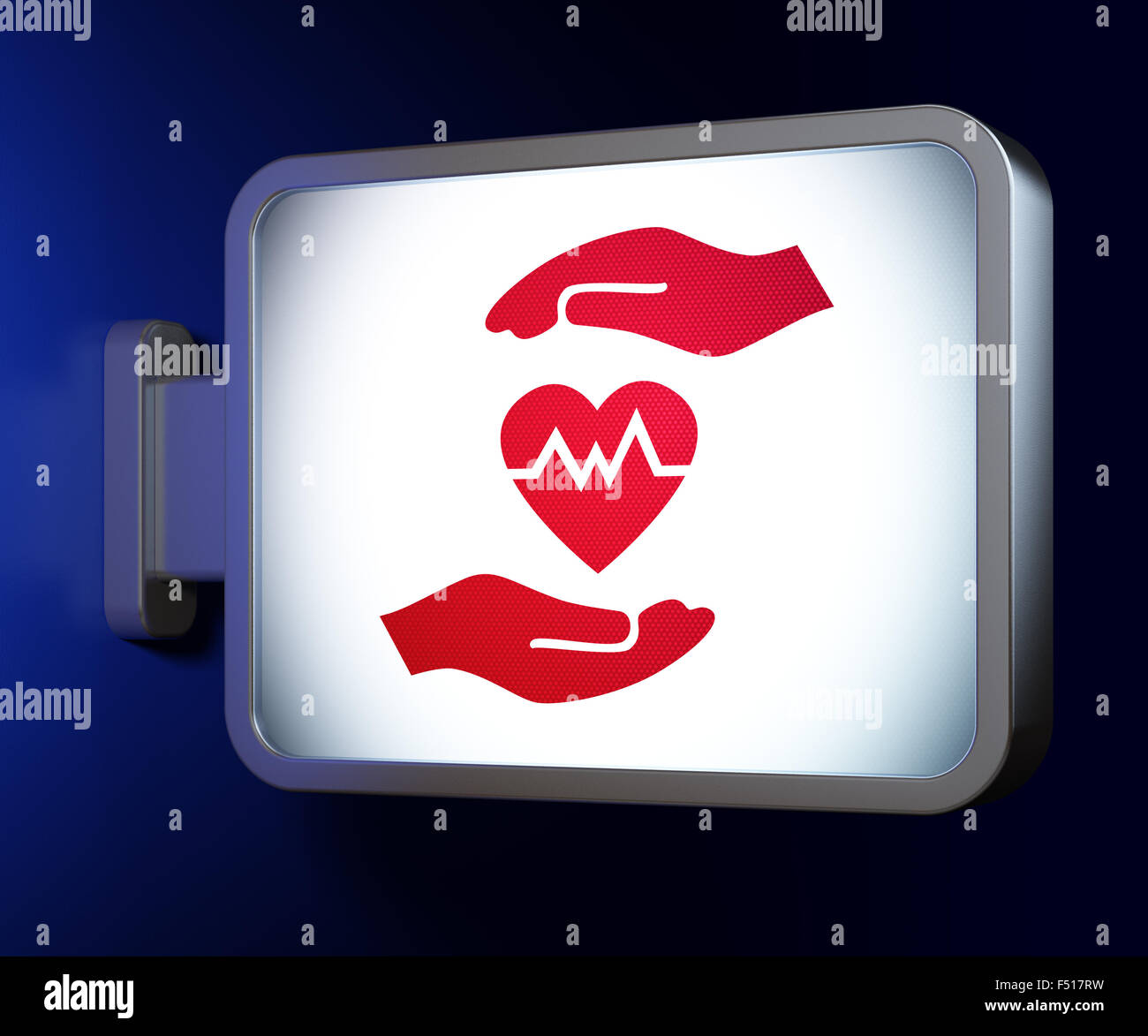 Insurance concept: Heart And Palm on billboard background Stock Photo ...