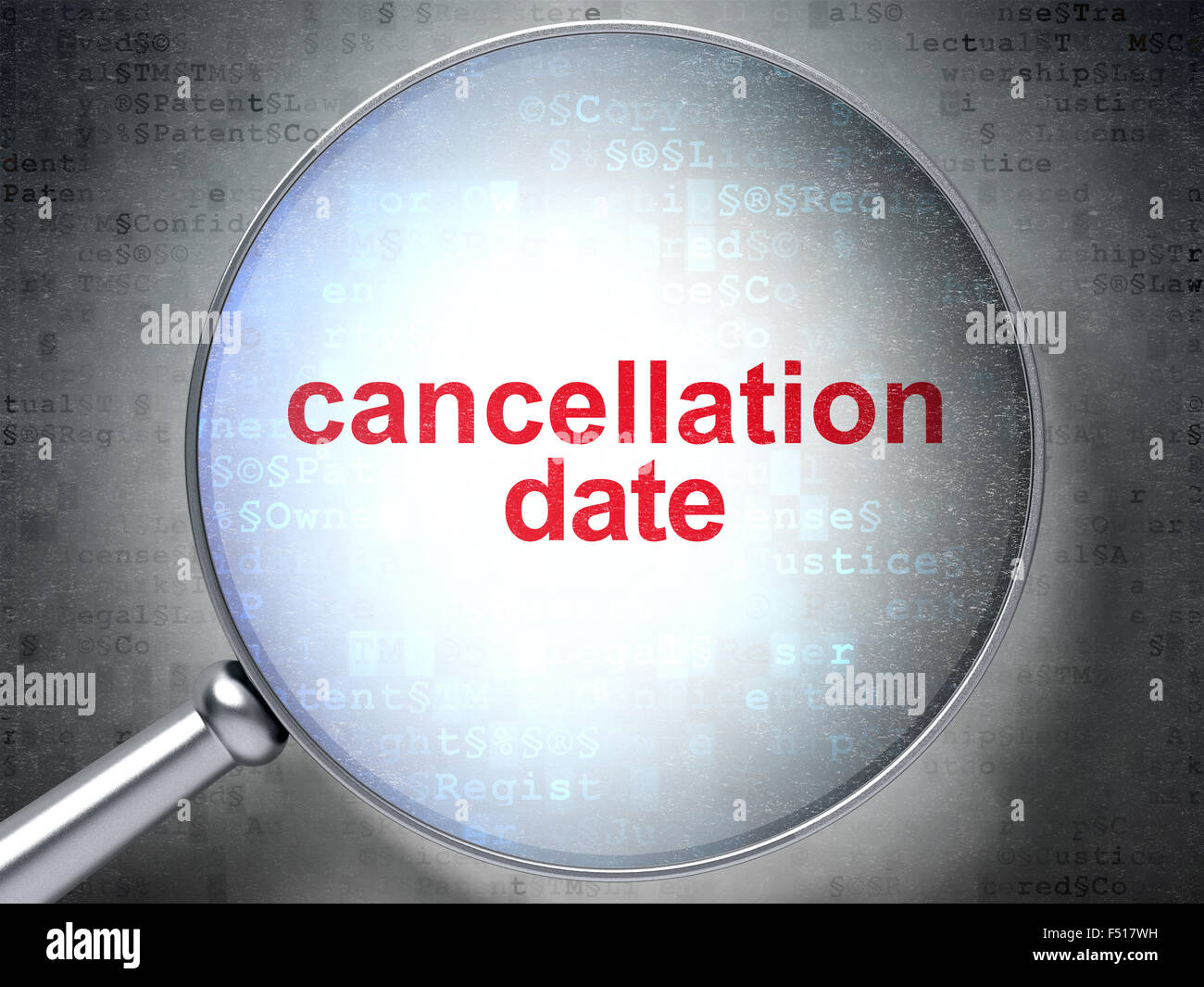 Law concept: Cancellation Date with optical glass Stock Photo - Alamy