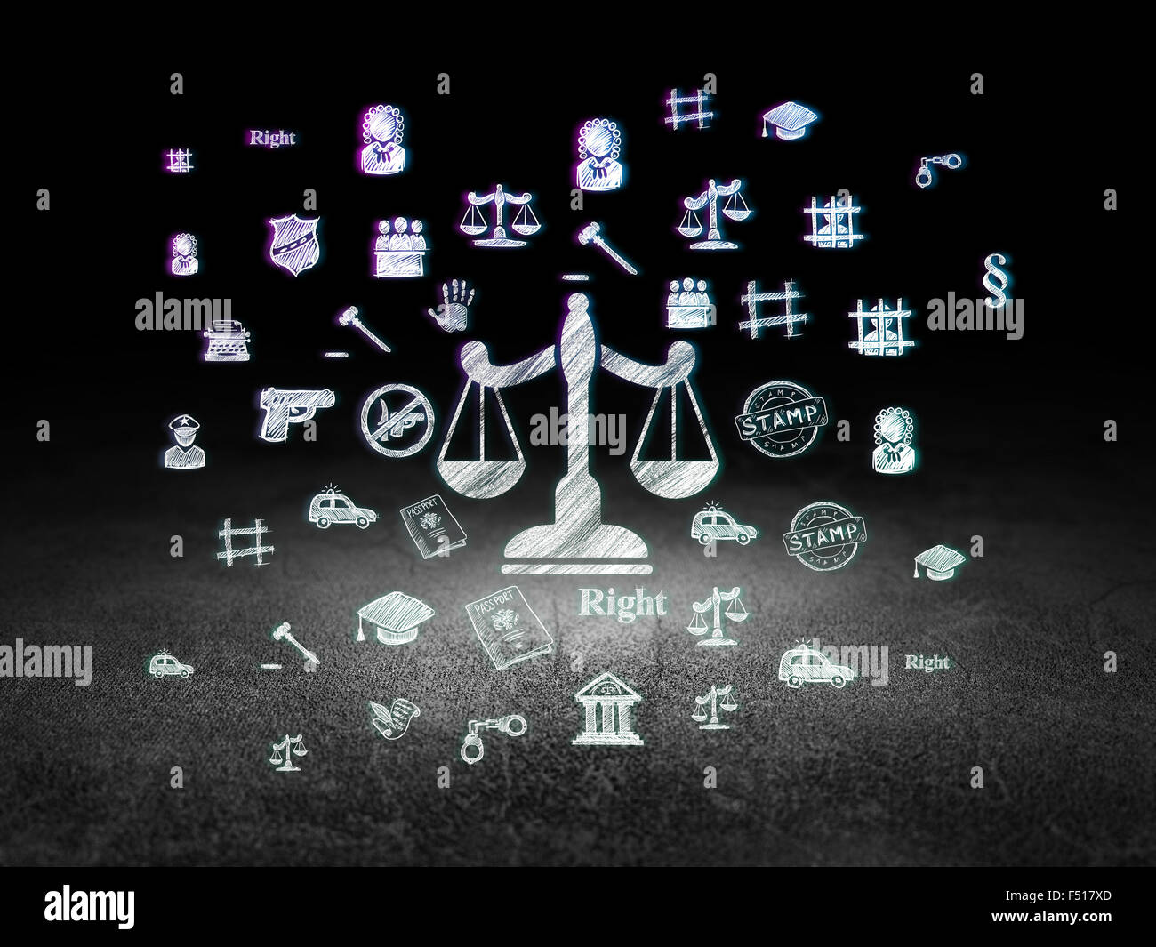 Law concept: Scales in grunge dark room Stock Photo - Alamy