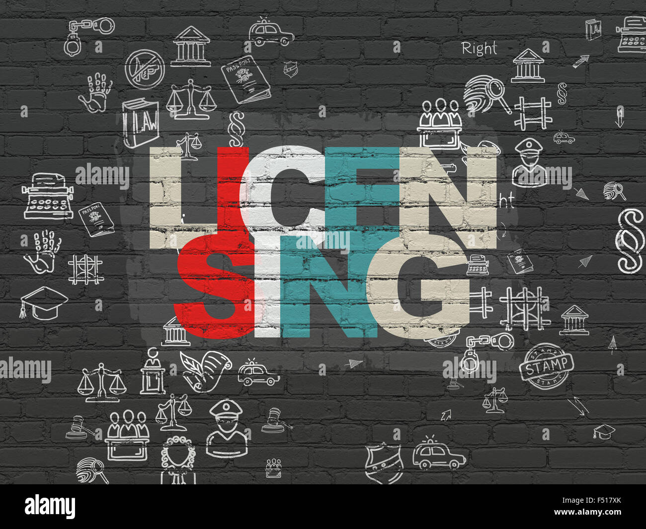 Law concept: Licensing on wall background Stock Photo - Alamy