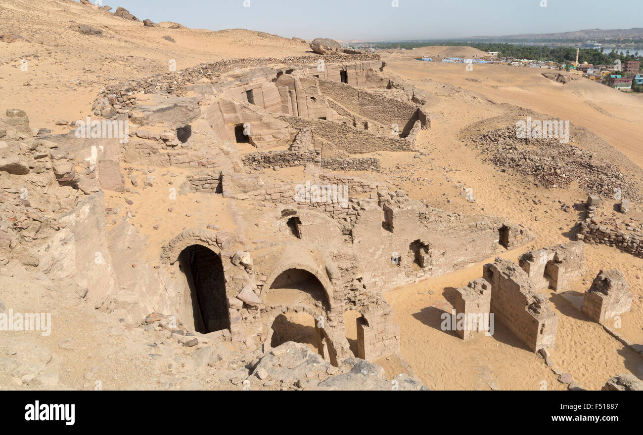 View of Tombs of The Nobles from the Tomb of the Wind, the domed Muslim ...