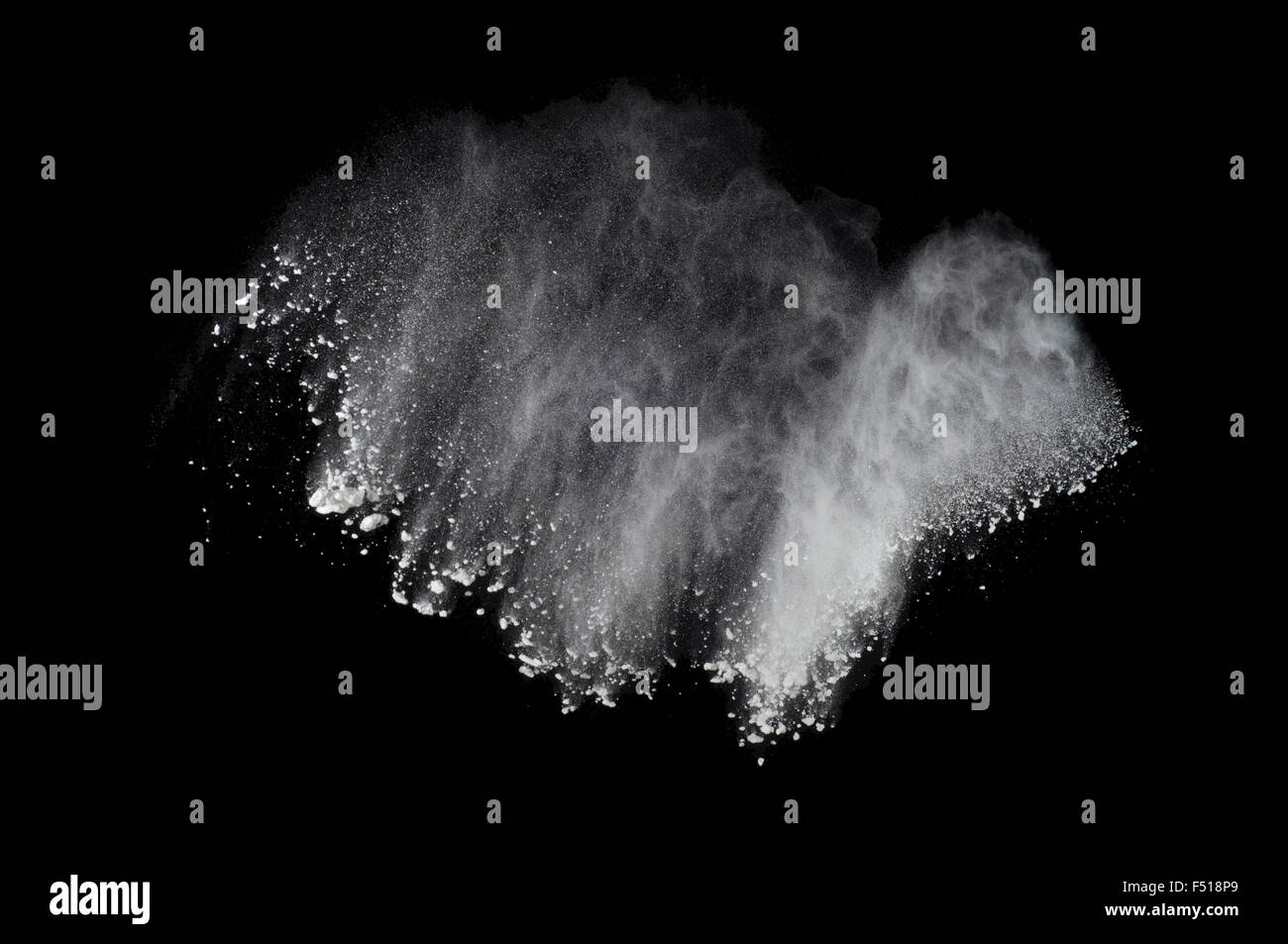 Abstract design of white powder cloud against dark background Stock ...