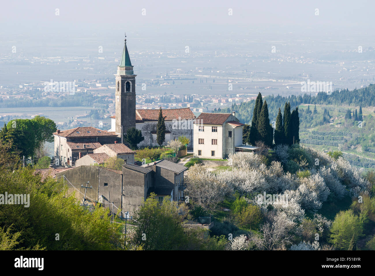The little village Campiano is located on a hill and surrounded by ...