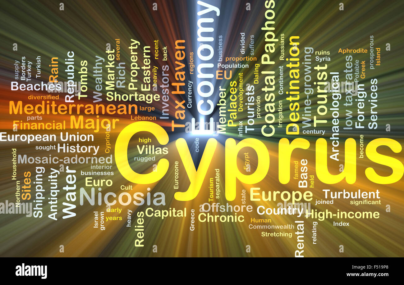 Background concept wordcloud illustration of Cyprus glowing light Stock ...
