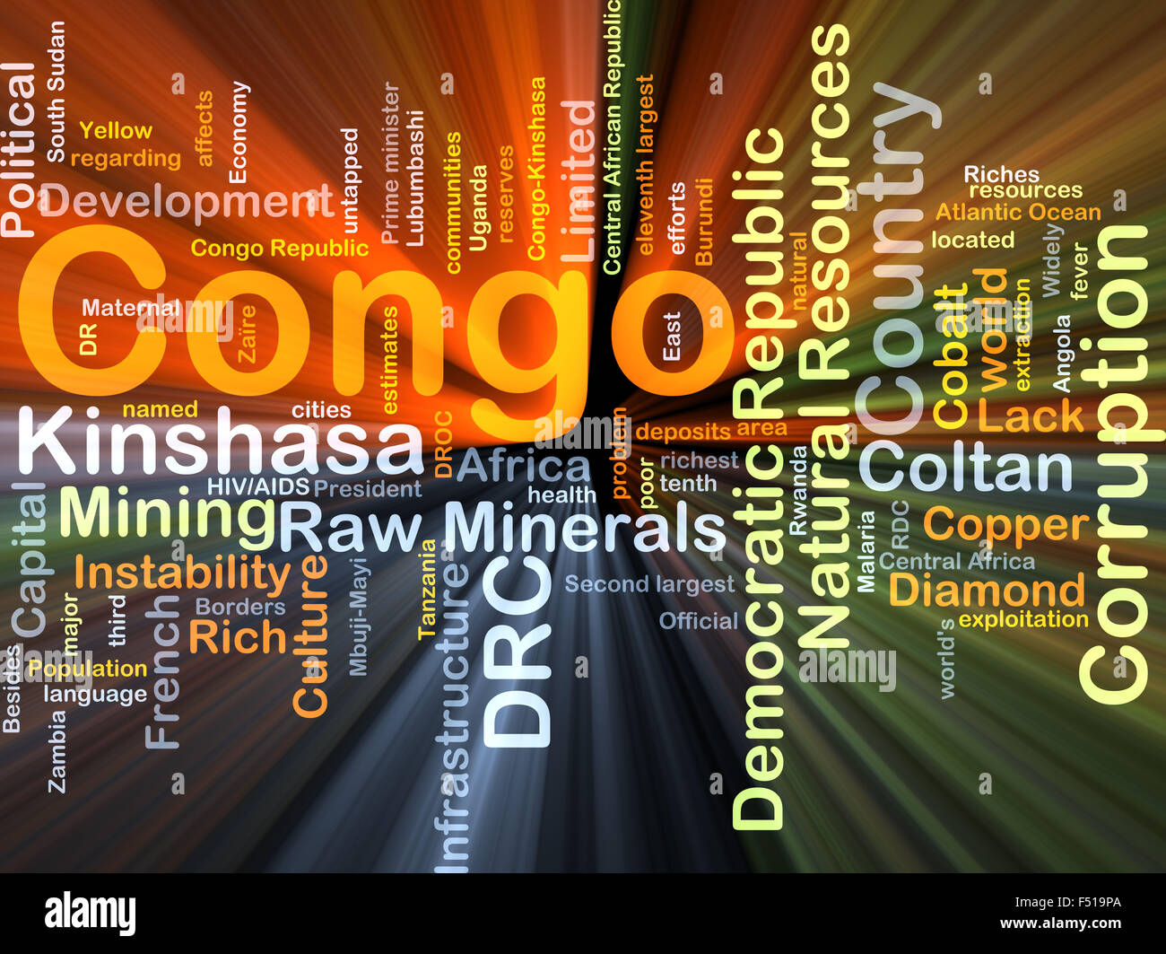 Background concept wordcloud illustration of Congo glowing light Stock ...