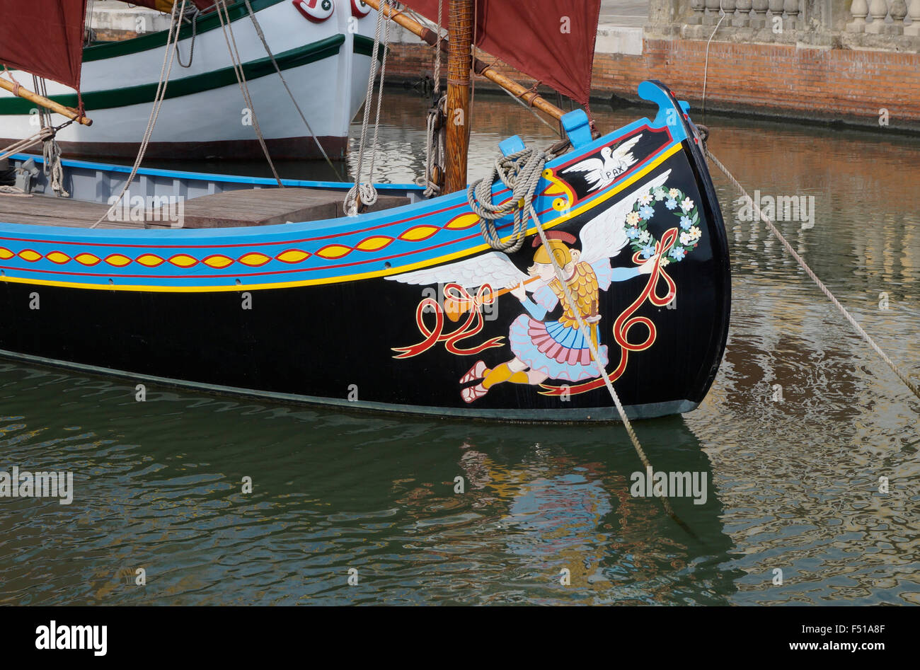 traditional fishing boat called Trabaccolo in Cesenatico, Emilia ...