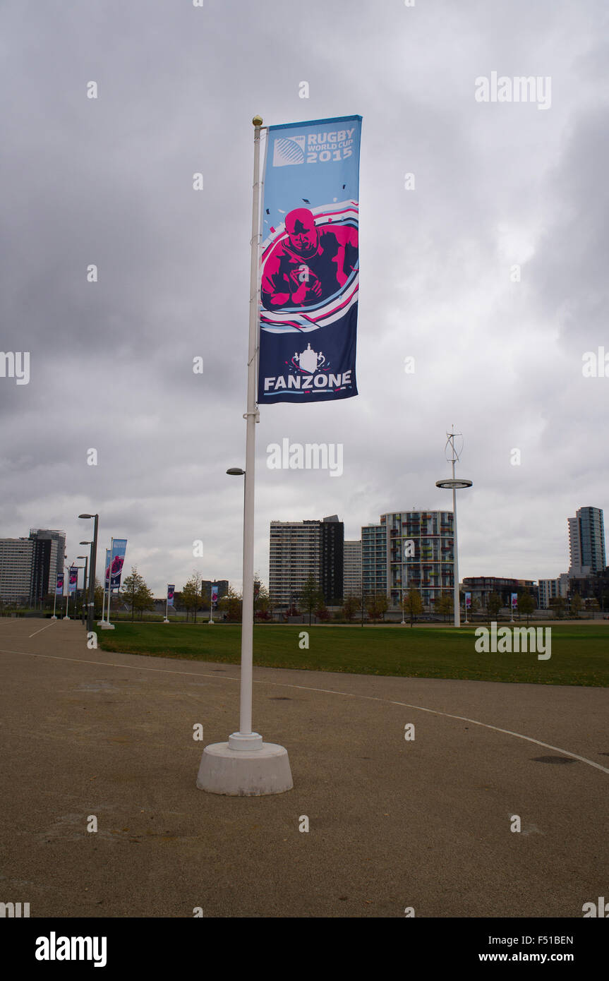 fanzone flag, The Stadium, Queen Elizabeth Olympic Park Stock Photo - Alamy