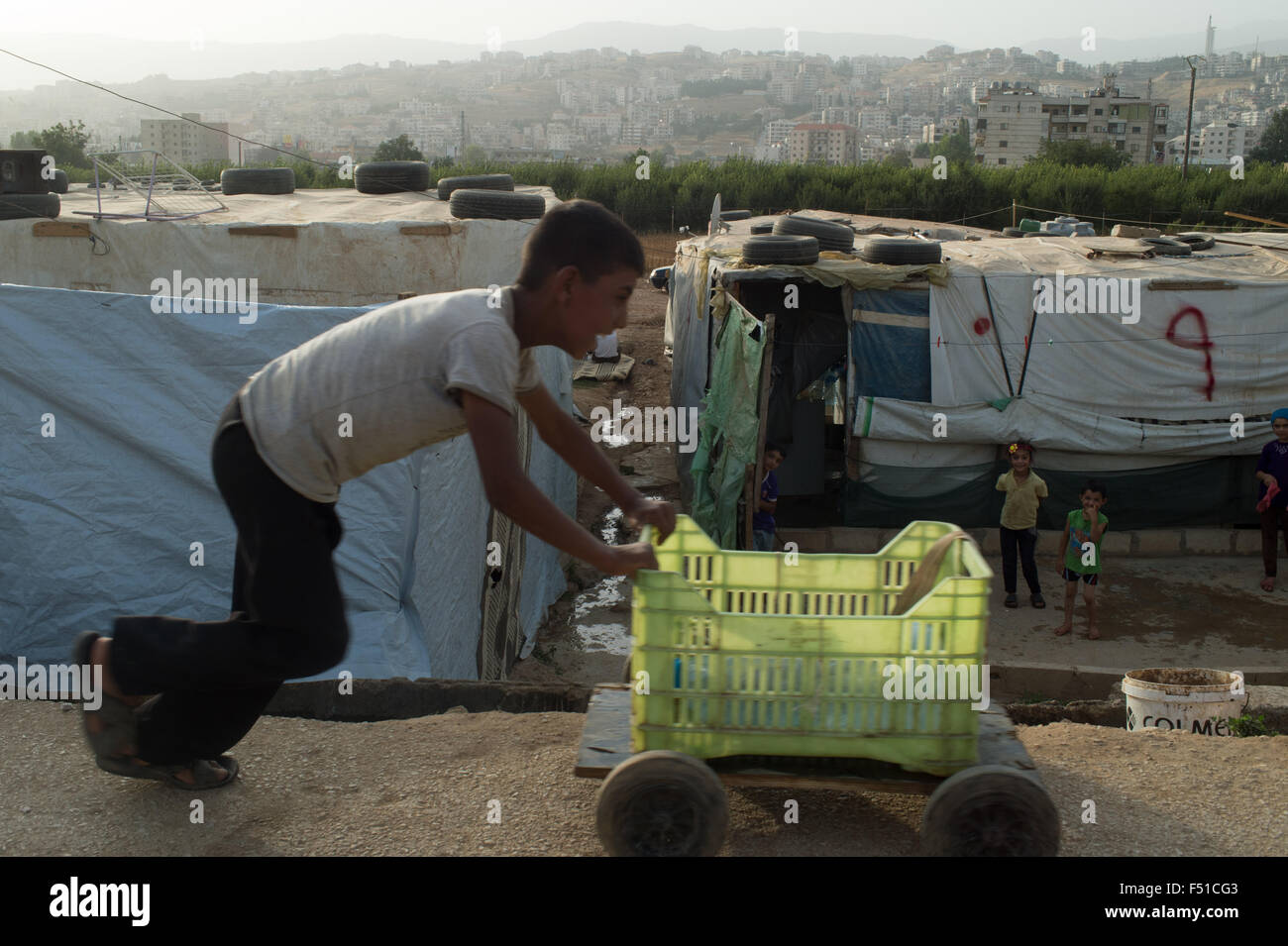 UN Syrian refugee in the Bekaa camp near the city of Zahle Stock Photo ...
