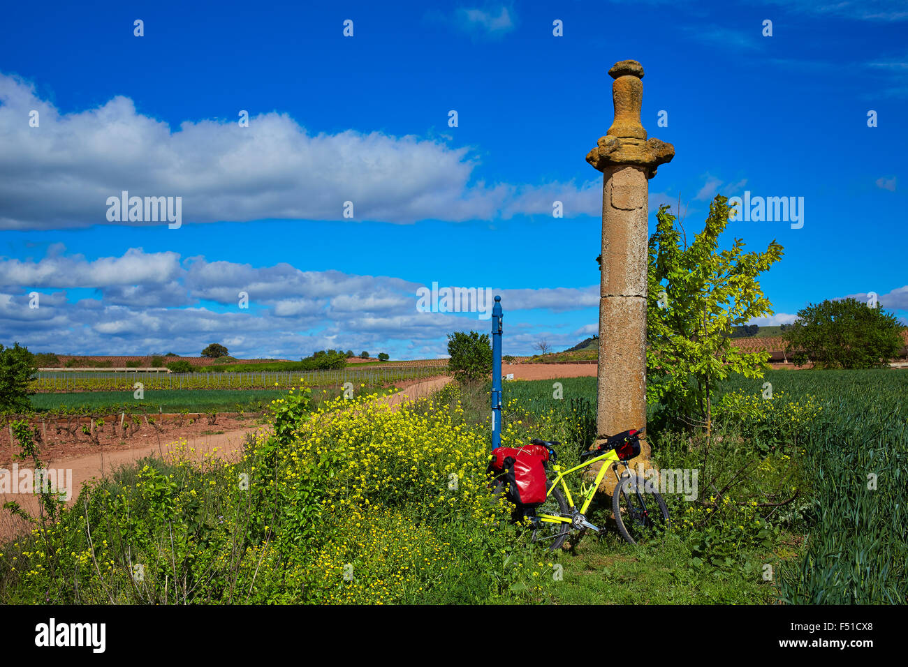 Azofra Saint James Way cross column monument at La Rioja Stock Photo ...