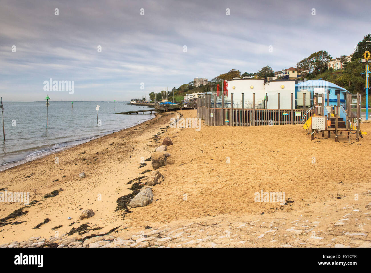 A deserted Three Shells Beach in Southend on Sea, Essex Stock Photo - Alamy